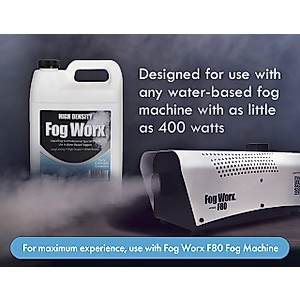 FogWorx Extreme High Density Fog Juice Gallon - Long Lasting, High Output, Odorless Water Based Fog Machine Fluid -for 400 Watt to 1500 Watt Machines