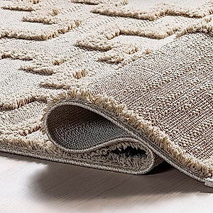 nuLOOM Polina Geometric High-Low Tasseled Area Rug, 4x6, Beige