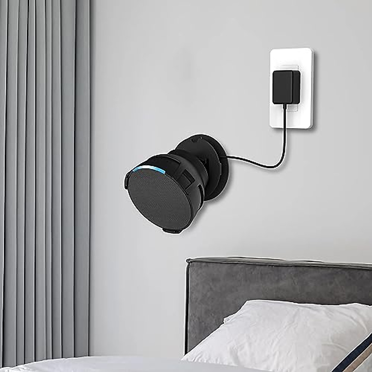 AdteMp Compatible with Echo Pop Holder,Wall-Mounted Echo Pop with Integrated Cable Management,Echo Pop Stand Mount, Speaker Accessories Rack (Black)