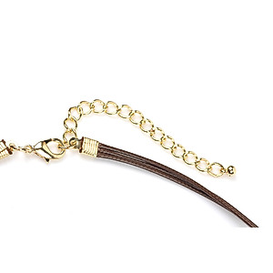 Coiris 3 Layers Big Faceted Wood Beaded Strand Statement Necklace for Women Chunky Collar (N0018-Light Brown)