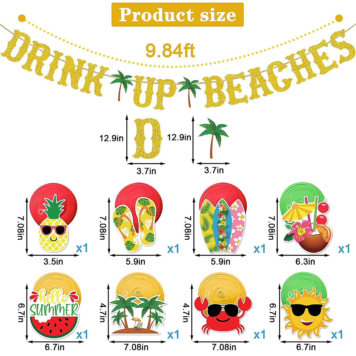 Summer Beaches Party Decorations Supplies - NO DIY- Summer Beaches Banner Decoration Hanging Swirls - Hawaii Summer Beach Themed Birthday Baby Shower Party Hanging Decorations