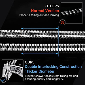 G-Promise All Metal Shower Head Holder with Hose | Solid Brass Adjustable Shower Arm Mount | 71 Inch Flexible Stainless Steel Hose | Wall Mount Handheld Shower Head Replacement (Chrome)