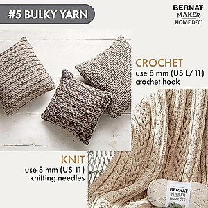 Bernat Maker Home Dec Aqua Yarn - 2 Pack of 250g/8.8oz – 72% Cotton, 28% Nylon - #5 Bulky - 317 Yards – Easy Yarn for Knitting, Crocheting, Crafts & Amigurumi