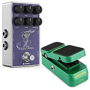 Donner Stereo Tape Delay Pedal Bundle with Volume Pedal, 2 in 1 Passive Volume Expression Pedal, Guitar Volume Pedal EXP Pedal