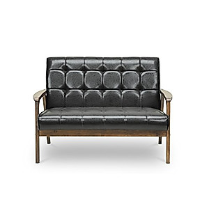 Baxton Studio Mid-Century Masterpieces Love Seat, Brown