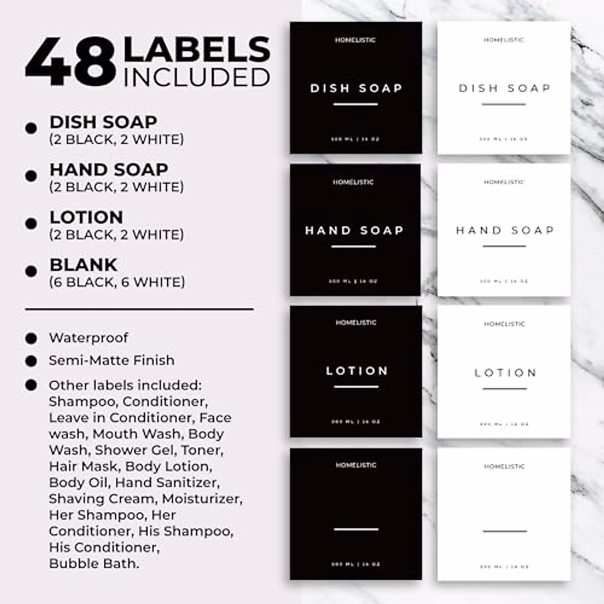 Luxury Glass Soap Dispenser Set of 2 - Elegant Aesthetic White Glass Bottles with Modern Matte Black Stainless Steel Pumps, Ideal for Kitchen, Bathroom, Hand Soap, Dish Soap, and More.