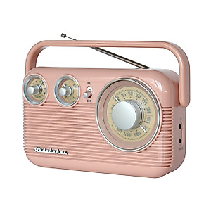Studebaker SB2003 Retro Portable AM/FM Radio AC or Battery Operated (Rose Gold)