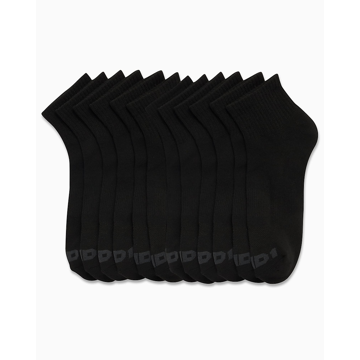 AND1 Men's Socks - Athletic Cushion Quarter Cut Ankle Socks (12 Pack), Size 6-12.5, Black