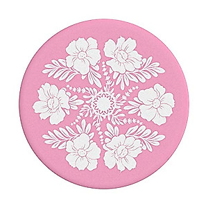 PopSockets PopGrip - Expanding Stand and Grip with a Swappable Top for Smartphones and Tablets - Not Your Grandmas Doily Pink