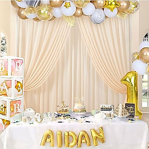 10x10ft Champagne Backdrop Curtain Wrinkle Free Sheer Backdrop for Party Wedding Baby Shower Birthday Arch Living Room Window Curtains Wall Decoration