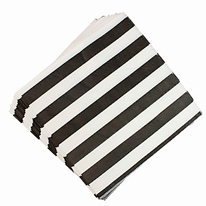 Dulousia Biodegradable Striped Paper Party Napkins,Black, 100 Count