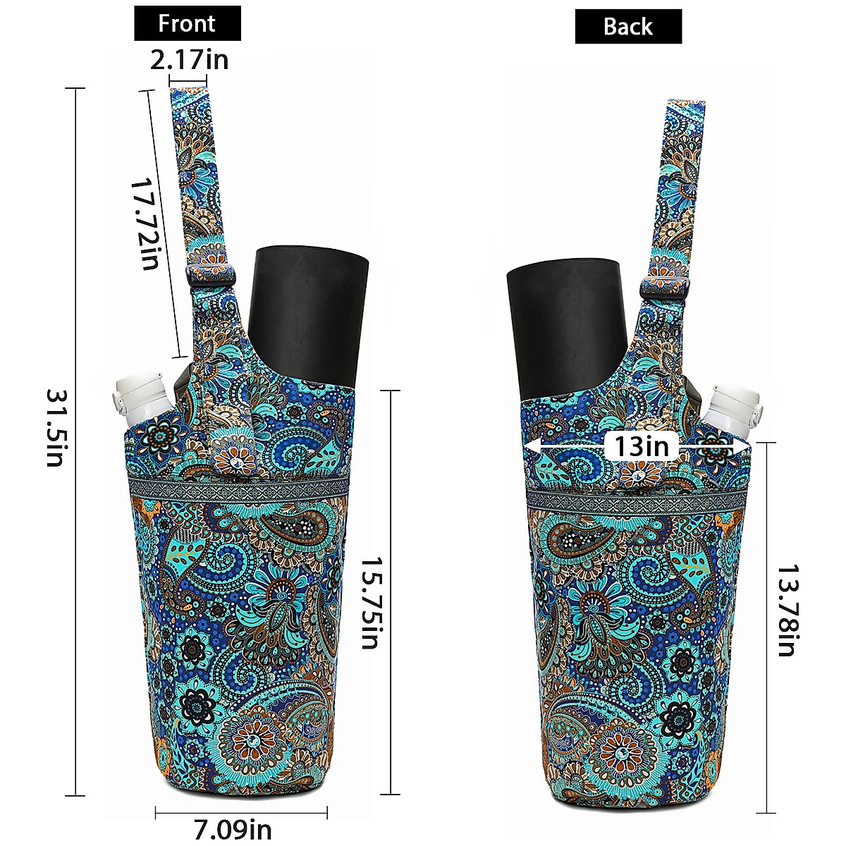 IwIeIaIrI Yoga Mat Bag with Large Size Pocket and Zipper Pocket，Yoga Bag Adjustable Shoulder Strap- Holds More Yoga Accessories