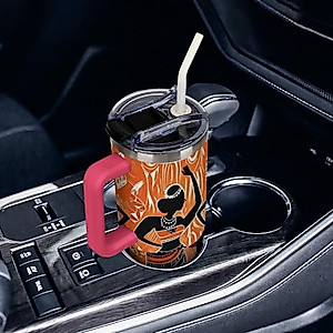 African Tribal Women 40 Oz Stainless Steel Cup Travel Tumbler with Handle and Straw Lightweight Coffee Mug for Home Office
