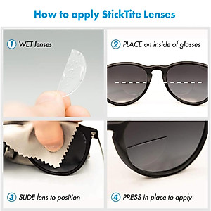 StickTite Lenses Small 28mm (Single Pack) – Stick-on bifocal lenses - Instantly convert sunglasses into magnified, bifocals. Reusable lenses (1 pair) 1.75 diopter