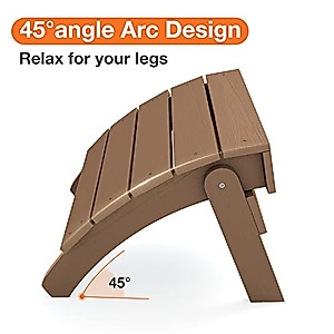 YEFU Adirondack Ottoman, Patio Foot Rest, Adirondack Foot Rest, Folding Adirondack Footstool, Weather Resistant for Adirondack Chair, Widely Used for Outdoor, Porch, Backyard, Garden, Fire Pits-Teak