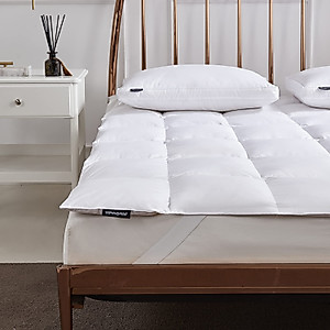 Beautyrest Tencel & Cotton Blend Feathebed White Down Fiber MatressTopper with Elasticized Anchor Bands