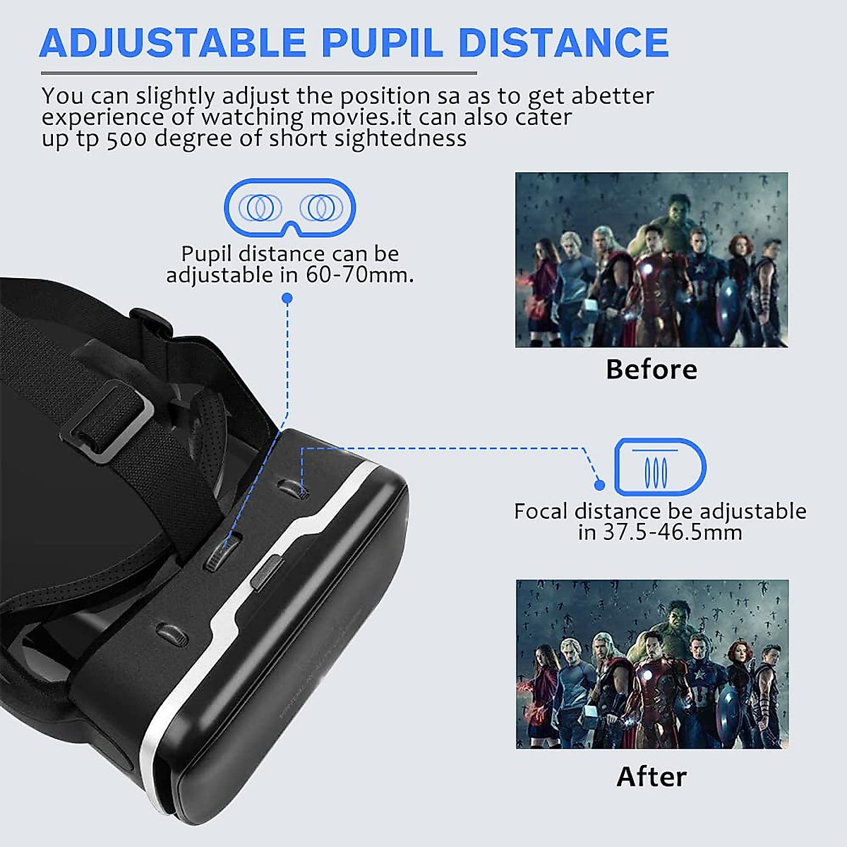 360° VR Headset with Remote Controller Compatible with iPhone and Android Phones,Adjustable 3D VR Glasses Goggles,Virtual Reality Headsets Goggles for Kids and Adults