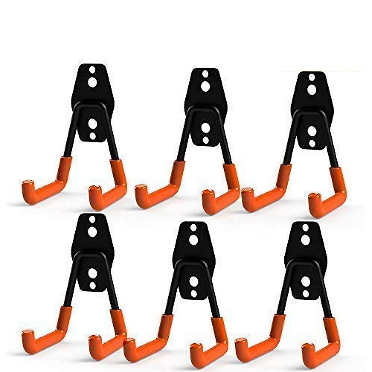 CoolYeah Steel Garage Storage Utility Double Hooks, Heavy Duty for Organizing Power Tools,Small U Hooks (pack of 6, 2 × 2.8 × 4.2 inches)