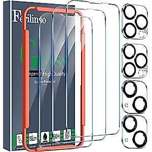 Ferilinso Designed for iPhone 14 Plus iPhone 14 Pro Max Screen Protector 3 pack HD Tempered Glass With 2 Pack Camera Lens Protector CaSe Friendly 9H HardneSs Bubble Free AcceSorieS