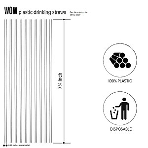 S & L Straw Company - Bulk Pack of Colored Plastic Drinking Straws - Disposable Kid Friendly, Colorful Party Fun Straws (Neon Mixed, 250)…