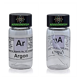 Argon Gas Element 18 Ar, Sample 99.9% in Mini ampoule and Glass ampoule with Label