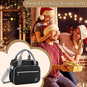 GOGOSO Crossbody Small Diaper Bag, Cute Mini Baby Diaper Tote Bags with Insulated Pockets for Traveling Outdoor Parent, Black