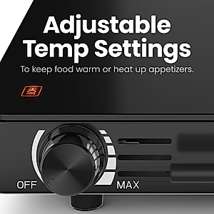 Chefman Electric Warming Tray with Adjustable Temperature Control, Perfect For Buffets, Restaurants, Parties, Events, and Home Dinners, Large 21” x 16” Glass-Top Surface Keeps Food Hot – Black