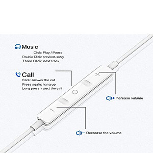 Hi-Res Extra Bass Earbuds Noise Isolating in-Ear Headphones Wired Earbuds with Microphone for iPhone, iPad, MP3, Huawei, Samsung, Lightweight Earphones with Volume Control 3.5mm Jack Headphones