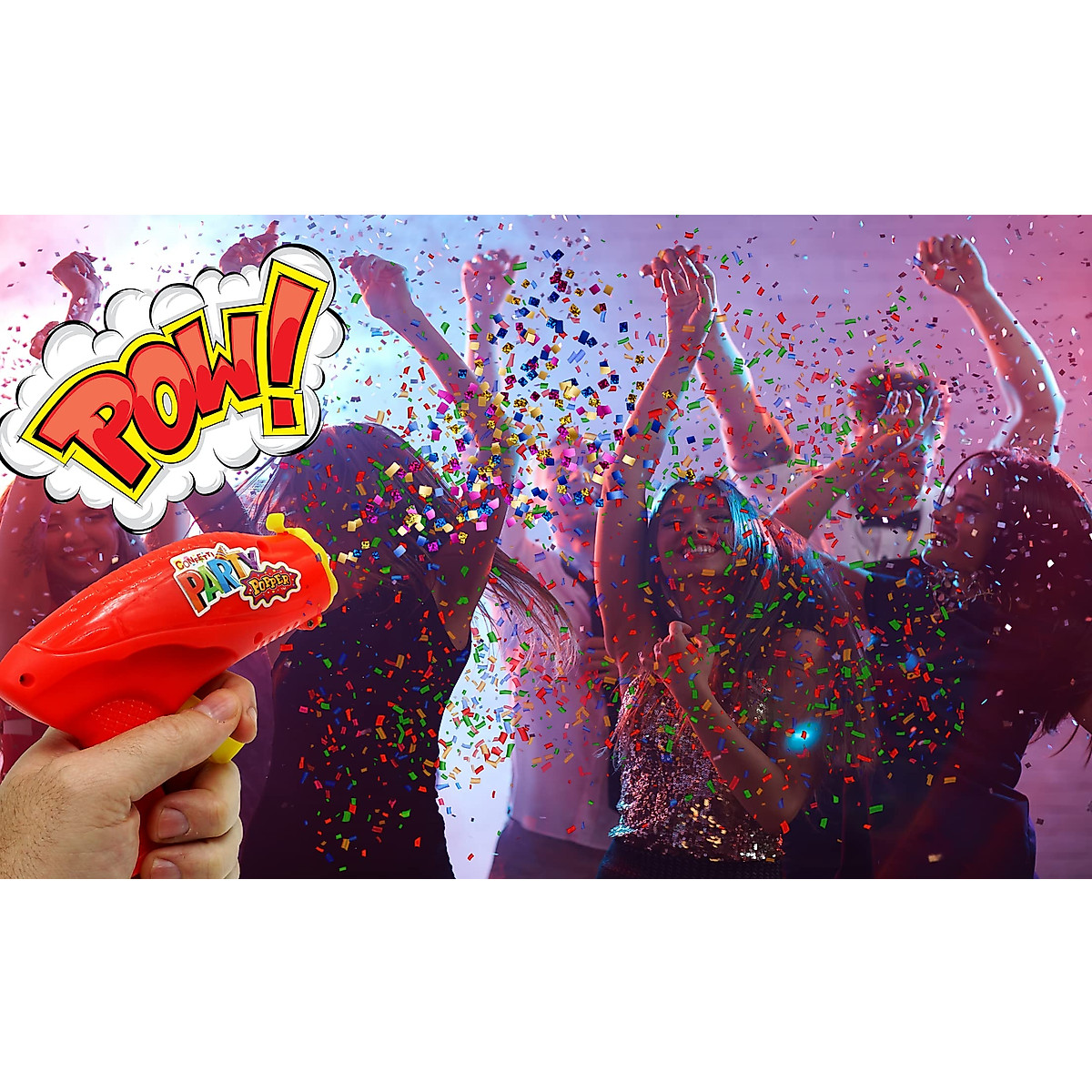 JA-RU Confetti Party Poppers Gun (2 Guns & 56 Shots) Party Supplies Reusable Multicolor Metallic Confetti Poppers Gun Confetti Gun, Party Favors or Kids and Adults Birthday Parties.955-2-956-2s