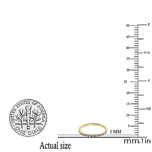 Dazzlingrock Collection Round Ruby & White Diamond Ladies Dainty Anniversary Stackable Band in 14K Yellow Gold, Size 9