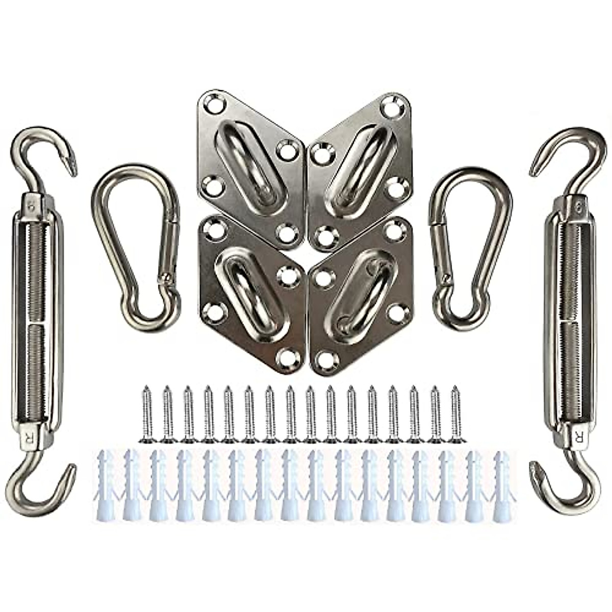 COSCOOL Shade Sail Hardware Kit for Sun Shade Sails Stainless Steel Installation Hardware Kit (6-inch Rectangular)