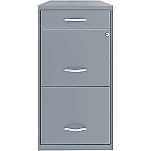 UrbanPro 18" 3-Drawer Metal File Cabinet with Pencil Drawer in Gray