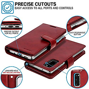 GOOSPERY Mansoor Wallet Designed for Galaxy S20 Case [9 Card Slots+2 Extra Side Pocket] Double Sided Multi-Slot Inner Flap Card Holder Ample Storage Flip Phone Cover - Wine