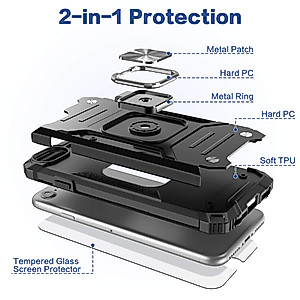 IDYStar for iPhone SE 2020 Case with Screen Protector,Shockproof Drop Test Cover with Car Mount Kickstand Lightweight Protective Case for iPhone 6/6s/7/8/SE 2020/SE 3 2022,Black