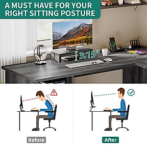 YITAHOME L Shaped Desk with Power Outlets, 60 Inch Computer Desk Corner Desk with File Drawer, Home office Desk with Monitor Stand & Storage Shelves, Large L-Shaped Office Desk with File Cabinet, Grey