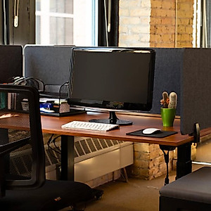 Stand Up Desk Store ReFocus Raw Clamp-On Acoustic Desk Divider Mounted Privacy Panel to Reduce Noise and Visual Distractions (Anthracite Gray, 47.25" x 16")