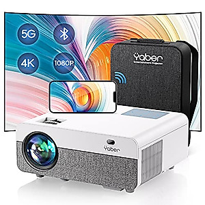 YABER Pro Y9 5G WiFi Bluetooth Projector, 15000LM 460 ANSI Native 1080P Projector 4K Support, Outdoor Movie Projector with Screen, Max 500" 4P/4D Keystone 50% Zoom Full Sealed Optical 4K Projector