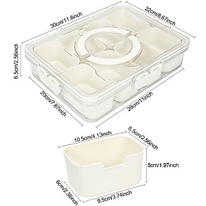 dndsim Divided Serving Tray with Lid and Handle, Snackle Box, Snack Box Container, Snack Tray, Travel Snack Box, Snackle Box Charcuterie Container, Storage Organizer for Candy, Fruits, Nuts, Veggie