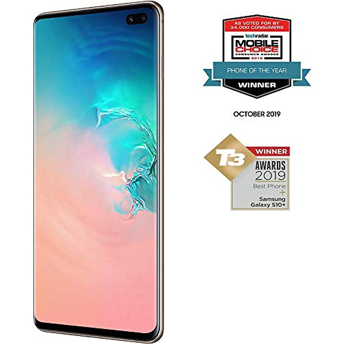 Samsung Galaxy S10+ Plus 128GB / 8GB RAM SM-G975F Hybrid/Dual-SIM (GSM Only, No CDMA) Factory Unlocked 4G/LTE Smartphone - International Version (Prism White, 128GB)