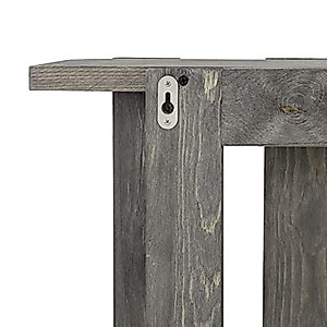 MyGift Wall Mounted Vintage Gray Wood Bathroom Folded Towel Storage Organizer and Towel Rack with Display Shelves and Industrial Metal Pipe Hanging Bar