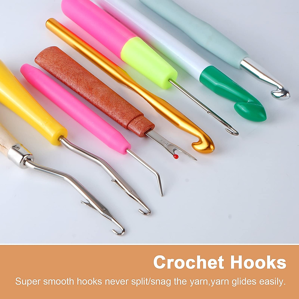 FantasyDay Wood Yarn Holder,Thread Holder,Knitting Embroidery Accessory Gift, Craft & Sewing Supplies - with 8 Crochet Hooks,9 * 9 * 18cm