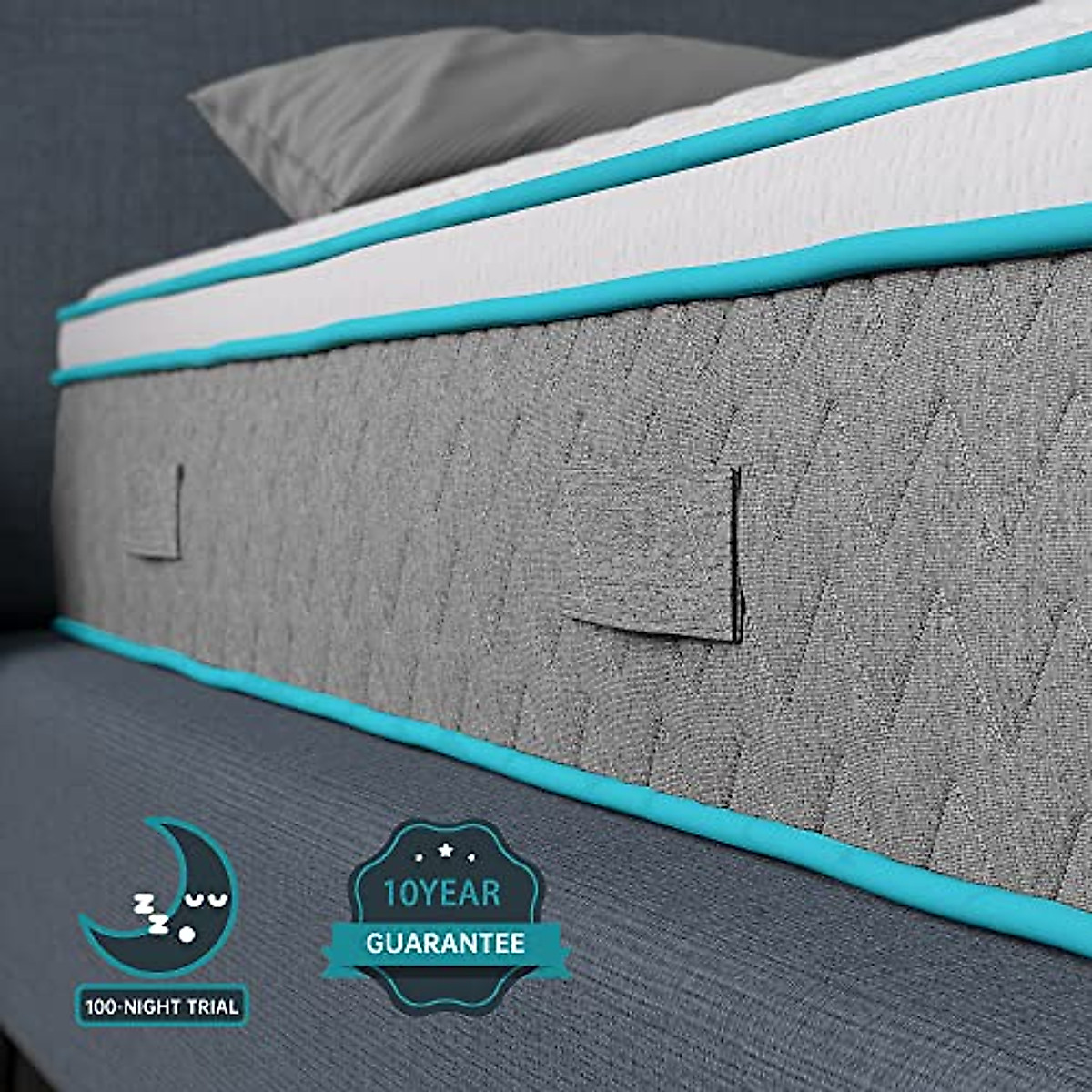 Serweet 12 Inch Bamboo Charcoal Memory Foam Hybrid Full Mattress - 7-Zone Pocket Innersprings for Motion Isolation -Heavier Coils for Durable Support -Medium Firm -Made in Century-Old Factory
