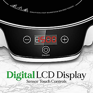 NutriChef Portable Single Burner Induction Cooktop Cooktop-1500W Electric Indoor Cooker Hot Plate Flameless Cook Top w/Digital Display, Sensor Touch Temperature, Auto Shut NCIT1S