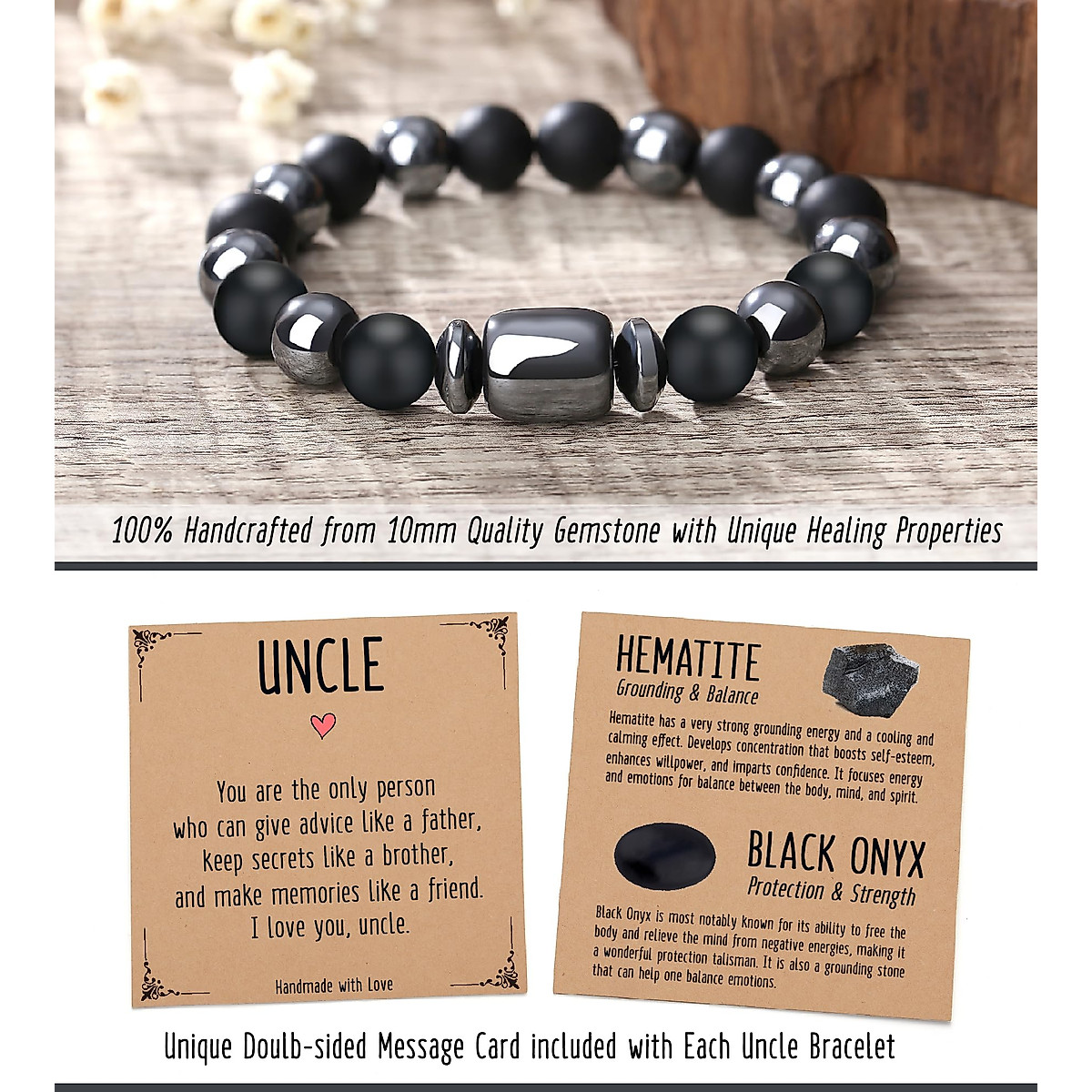 Easter Gifts for Uncle, Uncle Gifts, Uncle Bracelets for Men Fathers Day Birthday Gifts Idea Stocking Stuffers Cool Small Best Uncle Ever Gifts from Niece