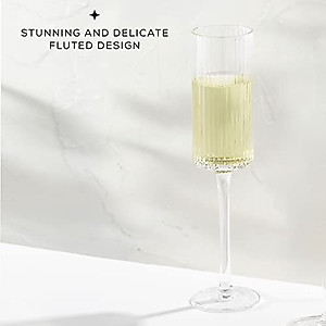 JoyJolt Fluted Champagne Flutes – ELLE 6oz Champagne Glasses. Unique Champagne Flute, Mimosa Glasses, Cocktail Glasses or Wedding Champagne Flutes. Vintage Style Drinking Glasses