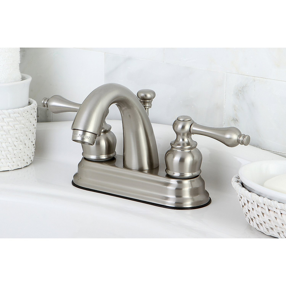 Elements of Design EB5618AL Chicago 4" Centerset Lavatory Faucet with Retail Pop-Up, 3-5/8" in Spout Reach, Brushed Nickel