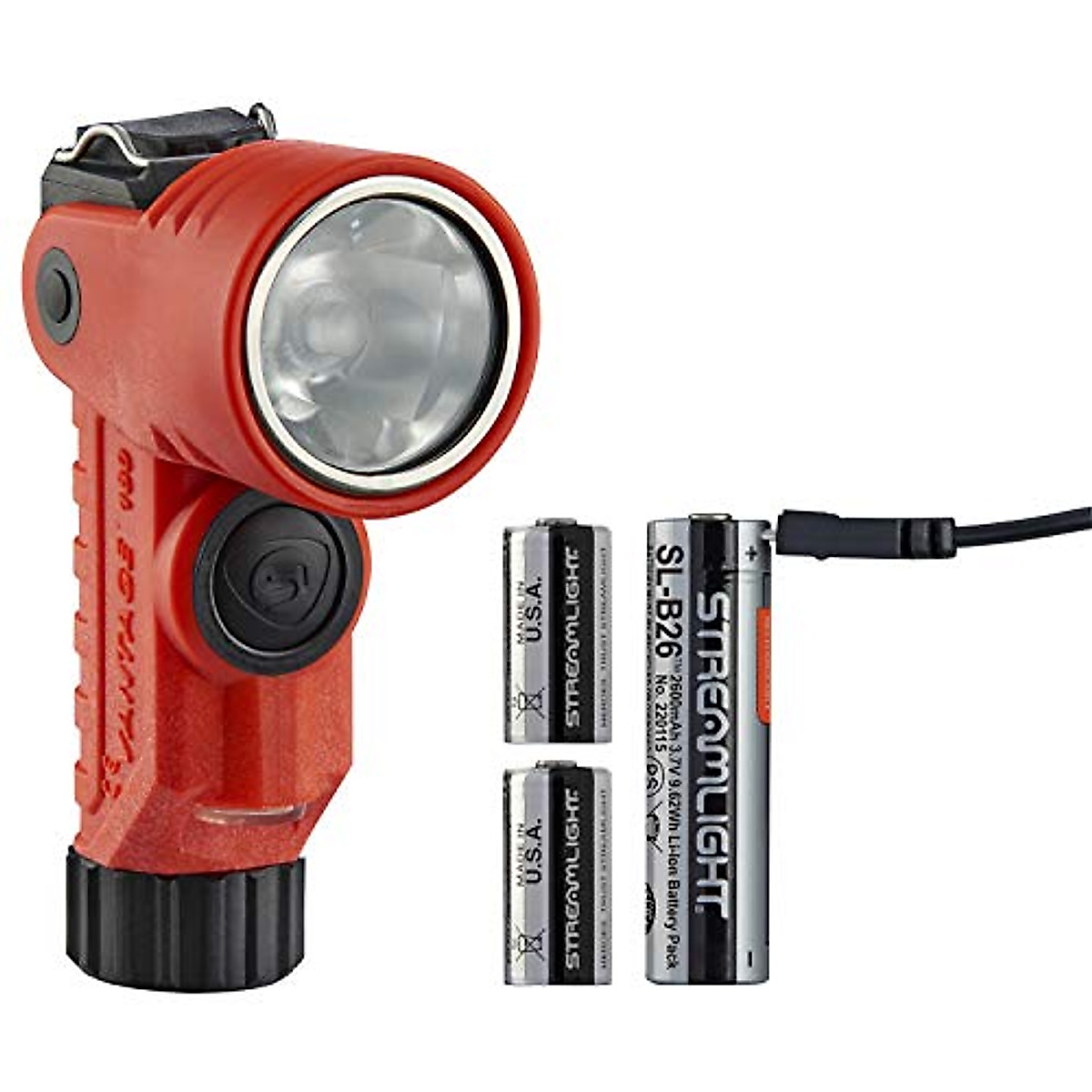 Streamlight 88901 Vantage 180 X Helmet Mounted and Right Angle Firefighter Flashlight with Helmet Bracket, Orange