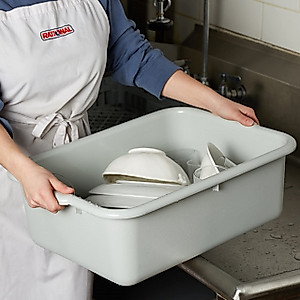 TrueCraftware 20-1/2" x 15-1/2" x 7" Utility Kitchen Bus Box/Tub/Bin with Handles Gray Color- Heavy Duty Plastic Restaurant Tub/Dish Washing Box Wash Basin Tub for Kitchen Home Restaurants