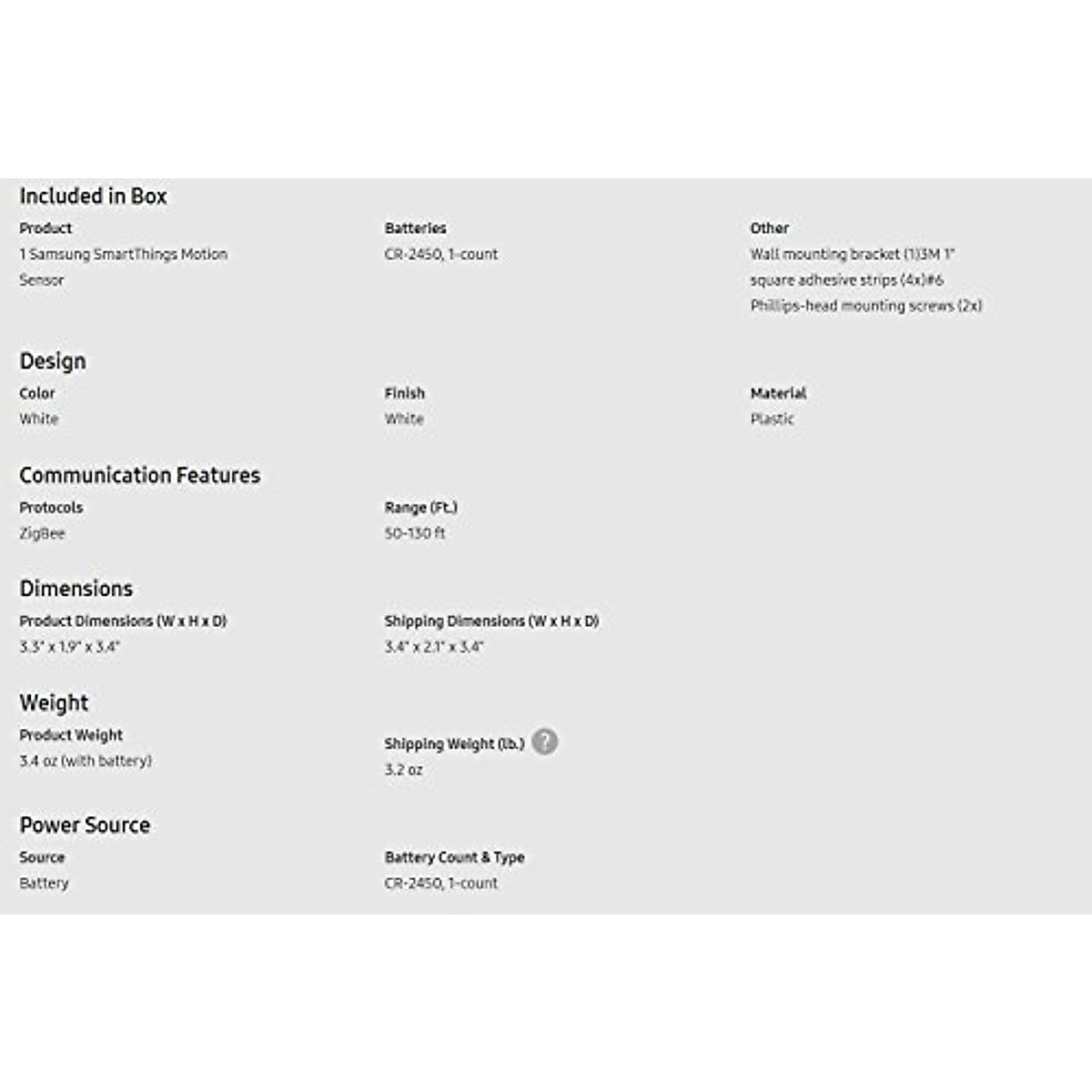 Samsung Electronics F-IRM-US-2 SmartThings Motion Sensor