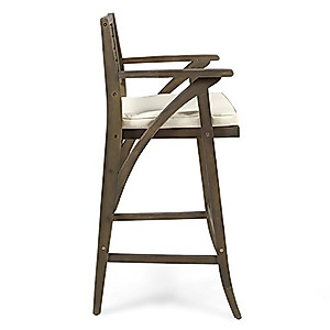 Christopher Knight Home Hermosa Barstool (Set of 2), Grey Finish/Cream Cushion